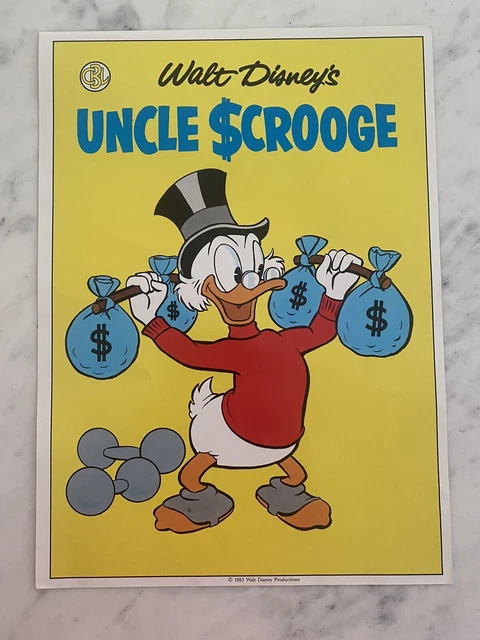 RARE VINTAGE SCROOGE McDuck Disney Poster Money Bin (Double sided) 1985 ...