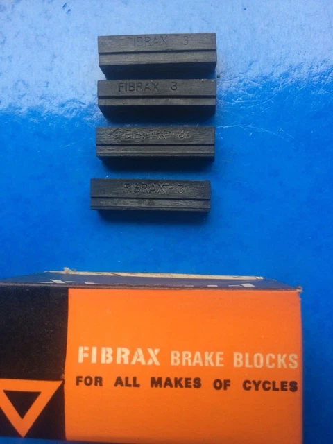 NEW OLD STOCK 4 X VINTAGE FIBRAX No.3 BRAKE BLOCKS-FOR STIRRUP BRAKES ...
