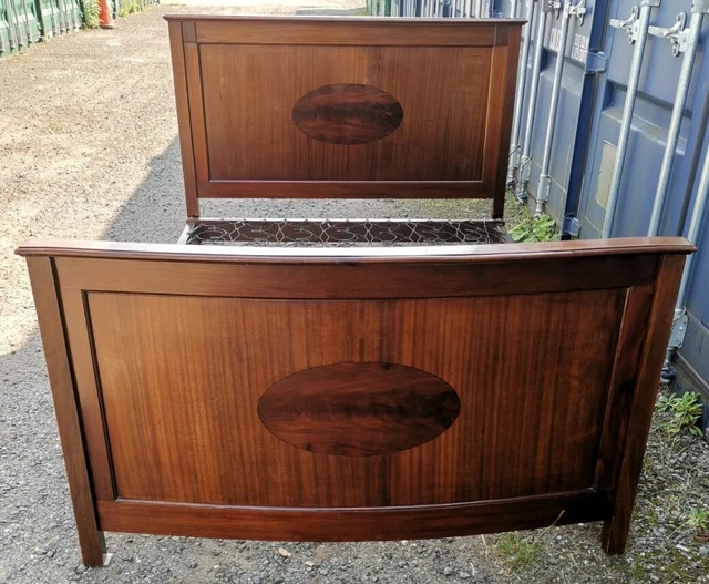 ANTIQUE ROSEWOOD / Mahogany Vono Double Bed Frame w/ Staples No. 30 ...