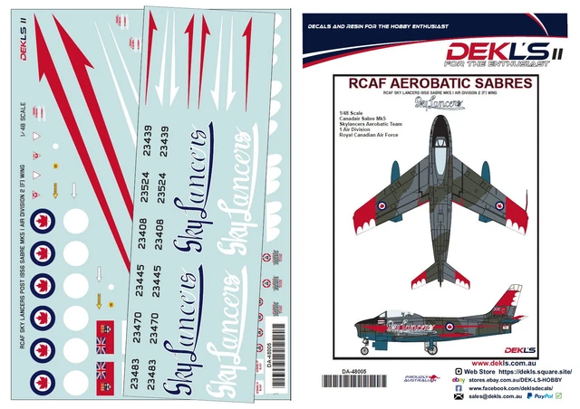 1/48 DECALS - Canadair Sabre - RCAF Skylancers Team Post 1956 - DEKL's ...