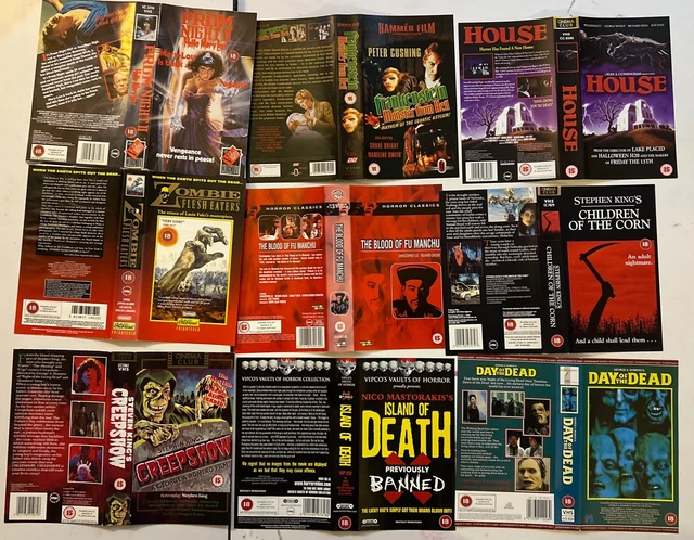 HORROR BUNDLE VHS Video Tape Sleeves /covers X9 Day Of Dead, Creepshow ...