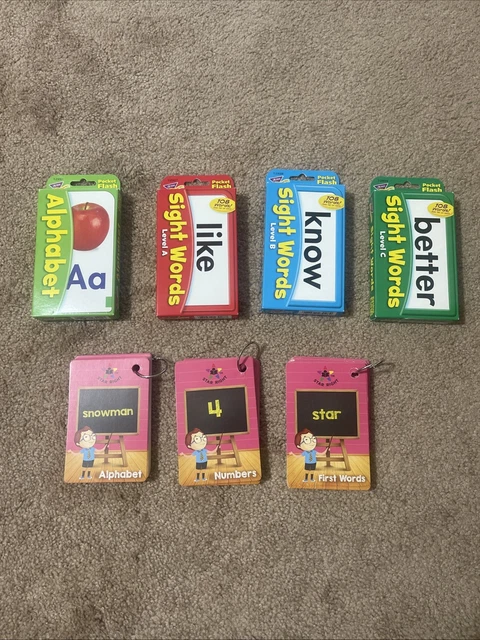 PRE K KINDERGARTEN 1st Grade Flash Cards Alphabet Numbers Sight Words ...