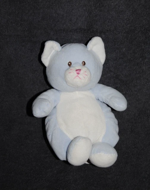 PELUCHE GIPSY DOUDOU Chat Bleu Blanc Nez Moustache Brodés Rose 19 Cm ...