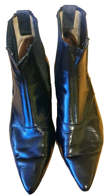 STIVALI IN PELLE nera Ted/Rocker/Mod Winklepicker, anni '80. 9.5. EUR ...