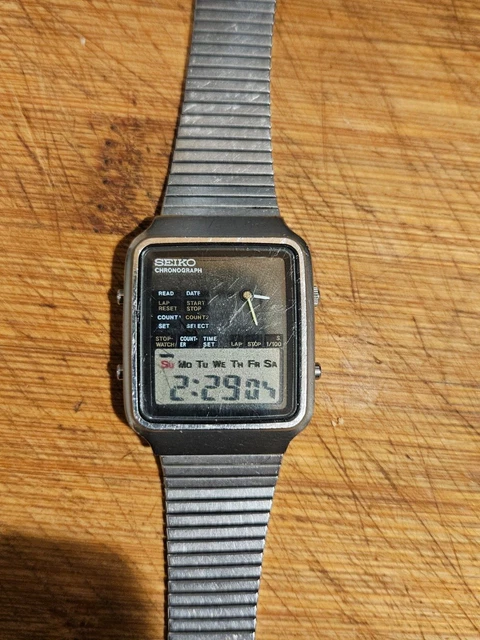 SEIKO H127-5000 DIGI-ANA Black Digital Analog Chronograph Tested ...