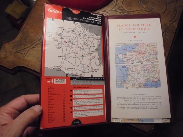 ANTIQUE ROAD MAP Kilometer Distance Slider Road Map Pocket £7.55 ...