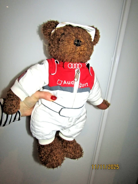 OFFICIAL AUDI Sports Jointed Teddy Bear Plush Soft Toy In Racing Outfit ...