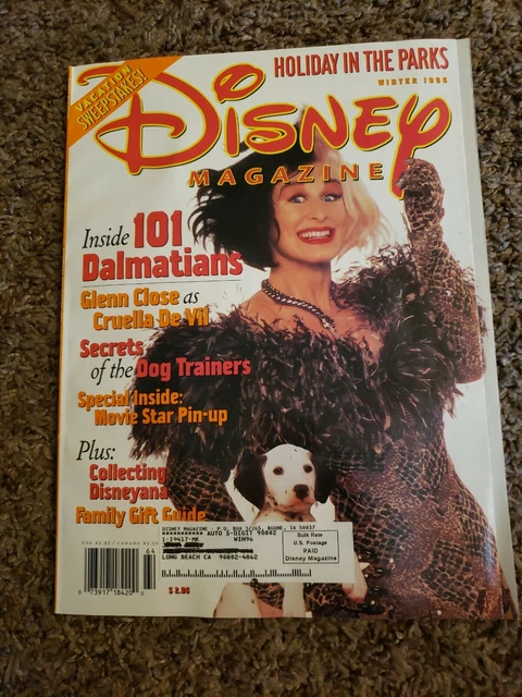 DISNEY MAGAZINE WINTER 1995 Glenn Close as Cruella De Vil Inside 101 ...
