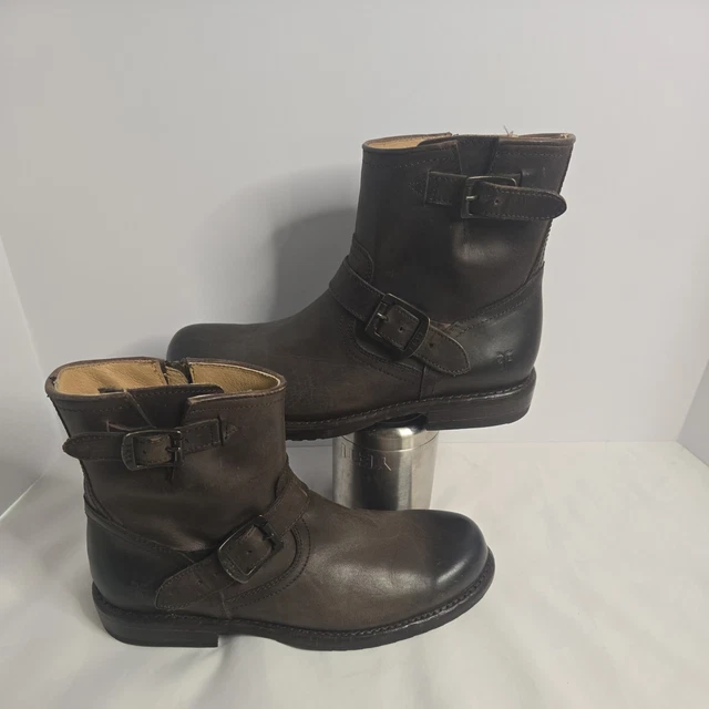 FRYE WAYDE ENGINEER Brown Leather Pull On Boots Men's US Size 8D £122. ...