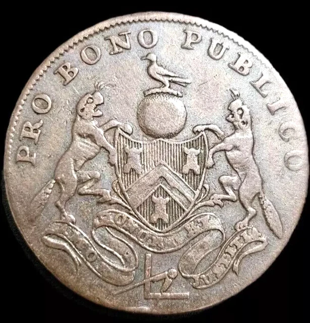 MASONIC VERY VERY Rare Antique 1795 East Grinstead Freemason Halfpenny ...