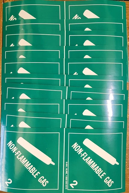 DOT HAZARD CLASS 2 - NON-FLAMMABLE GAS Labels - 4" x 4" (20 per pkg ...