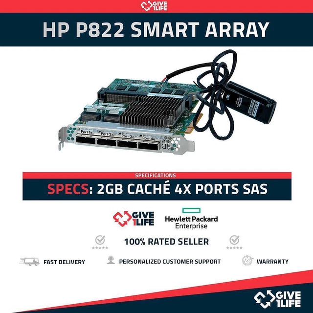 CONTRÔLEUR RAID HP P822 PCIe 2 Go DE CACHE + BATTERIE PN :... EUR 76,83 ...