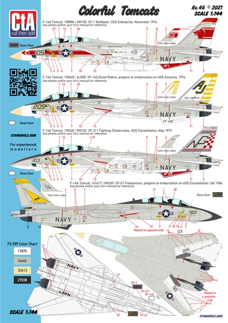1:144 DECAL GRUMMAN F-14A "Colorful Tomcats" - CtA Decals 046 EUR 13,33 ...