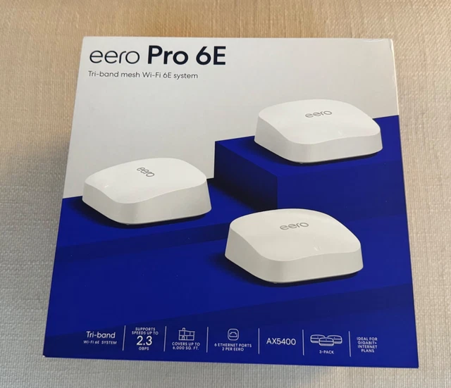 EERO PRO 6E Tri-Band S010311 Wi-Fi 6E Router Mesh System - White (3 ...