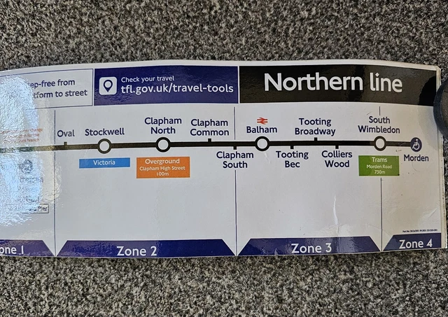 ORIGINAL LONDON UNDERGROUND Tube Map. Northern Line Interior Carriage ...
