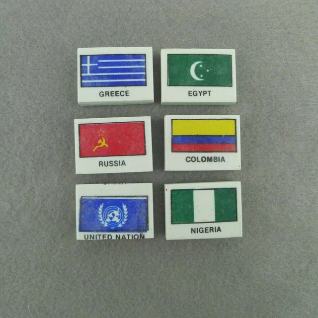6 VINTAGE COLLECTIBLE World Flag Erasers Nigeria Colombia Egypt Russia ...