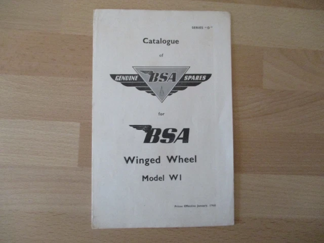 BSA WINGED WHEEL parts catalogue price list dated January 1960 £10.99 ...
