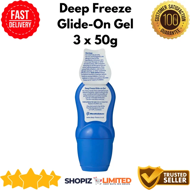 DEEP FREEZE GLIDE-ON Gel 3 x 50g Pain Relief Cooling Muscle Joint Back ...