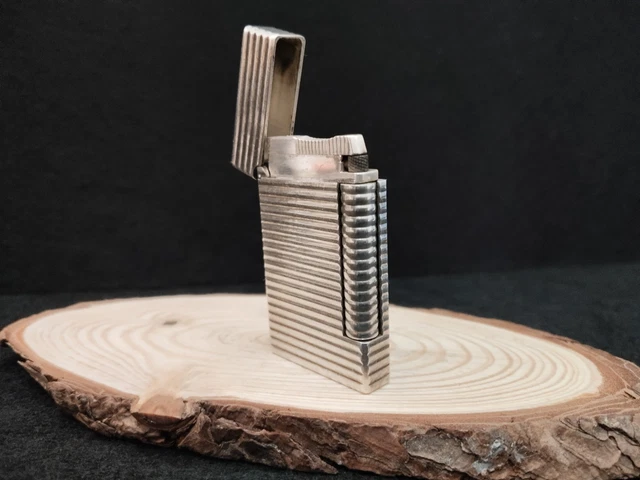 GAS LIGHTER ST Dupont Paris. Silver plate. Linear pattern.Number ...