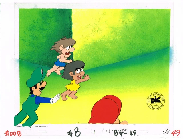 SUPER MARIO WORLD Animation Cel Dic Nintendo Mario Luigi Cave Men 1991 ...