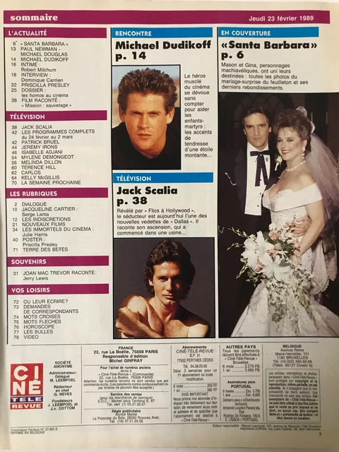 CINE REVUE 8/1989-SANTA Barbara-Michael Dudikoff-Mas-Priscilla Presley ...