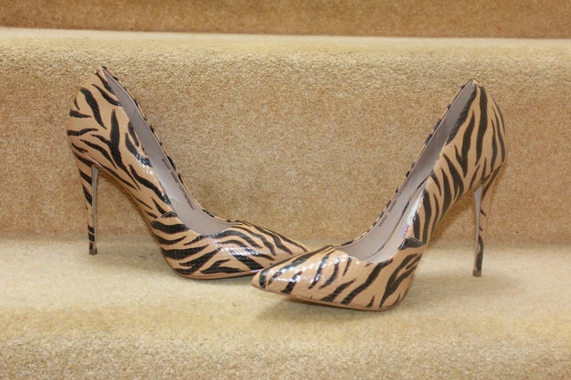 111320 PAIR OFFICE London Tiger Pattern Leather Heels size 39 Unworn £ ...