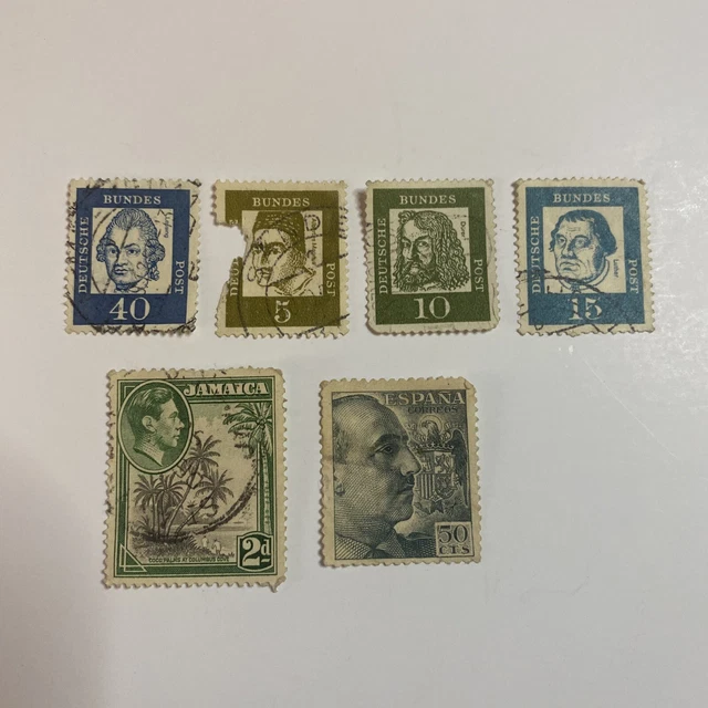 VINTAGE 1940S 1950S German RARE Deutsche Post Stamp Lot of 4 + 2 Euro ...