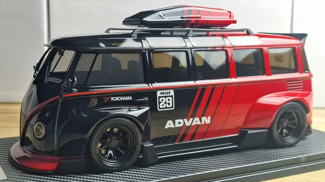 1:18 VW BULLY T1 Widebody Advan OEM Schwarz/Rot Vitrine OVP EUR 275,00 ...