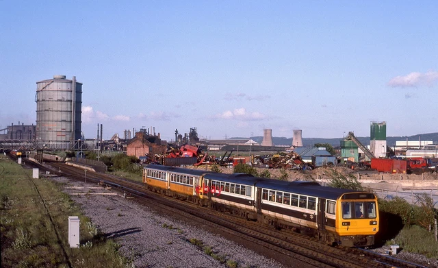 ORIGINAL 35MM SLIDE BR Class 142/143 DMUs at South Bank +rights for use ...