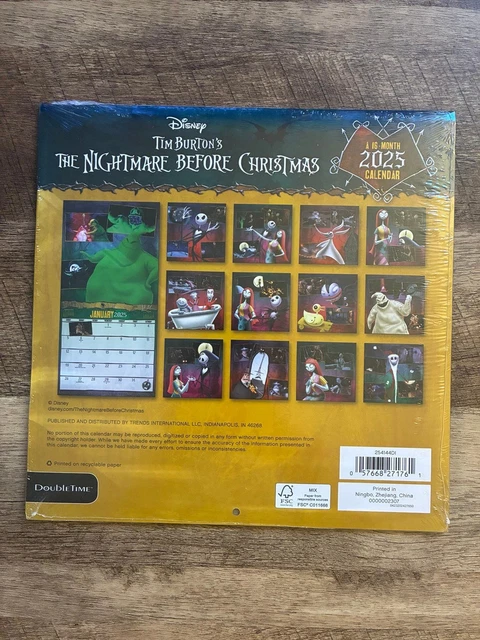 TIM BURTONS NIGHTMARE Before Christmas 2025 18 Month Calendar $20.37 ...