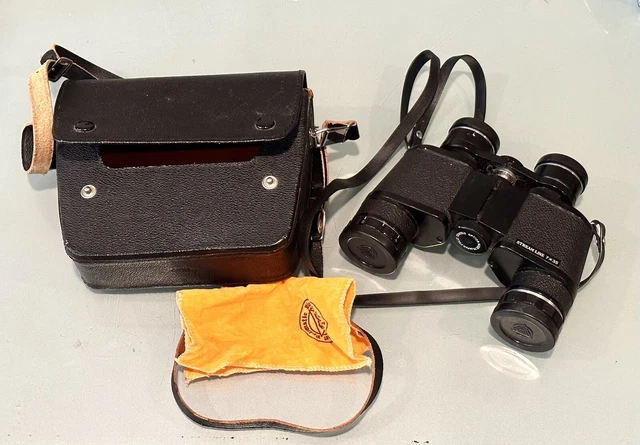 VINTAGE ANTIQUE JAPAN Prismatic Binoculars Optic Lenz Stream Line Case ...