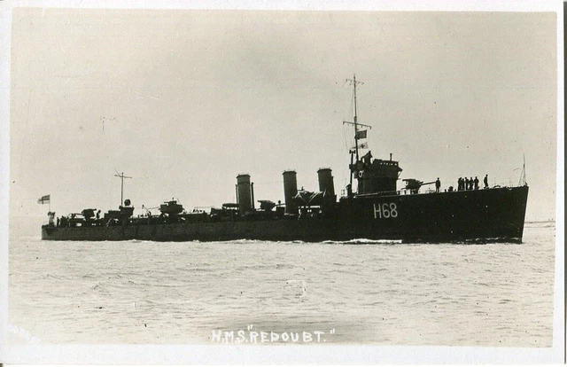 HMS REDOUBT 1916 Royal Navy WWI destroyer Admiralty R-class RP postcard ...