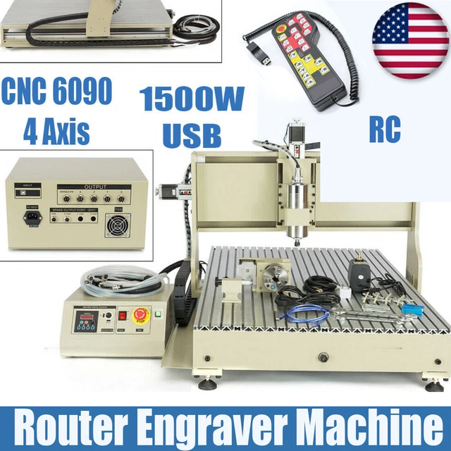 4 AXIS ROUTER Engraver USB CNC 6090 Engraver Wood Drilling Milling ...
