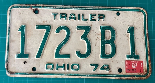 VINTAGE US CAR Licence Plate OHIO TRAILER 1974 1723B1 American £10.00 ...