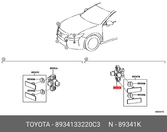 ORIGINAL SENSOR, ULTRASONIC, rear center, 8934133220E4 for TOYOTA 89341 ...