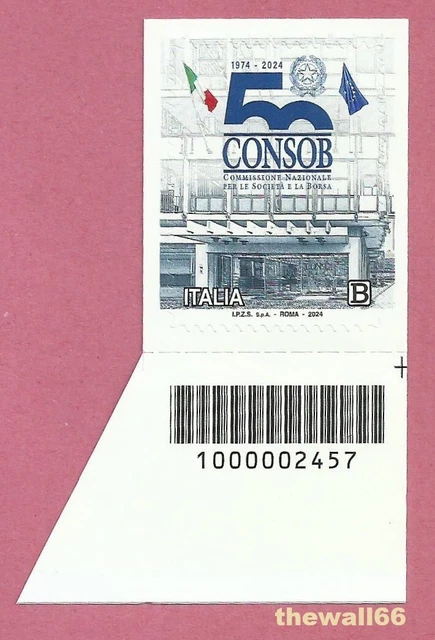 ITALY 2024 CONSOB 50 years STAMP BARCODE B Dx £2.05 - PicClick UK