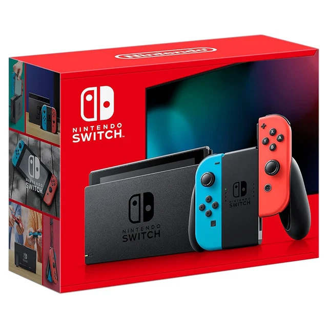 NINTENDO SWITCH WITH Neon Blue and Neon Red Joy‑Con - Japan Import with ...