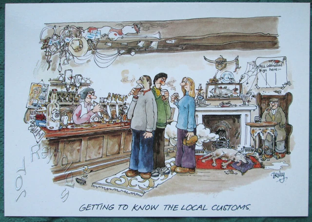 RUPERT BESLEY COMIC Postcard 'GETTING TO KNOW THE LOCAL CUSTOMS' £1.50 ...