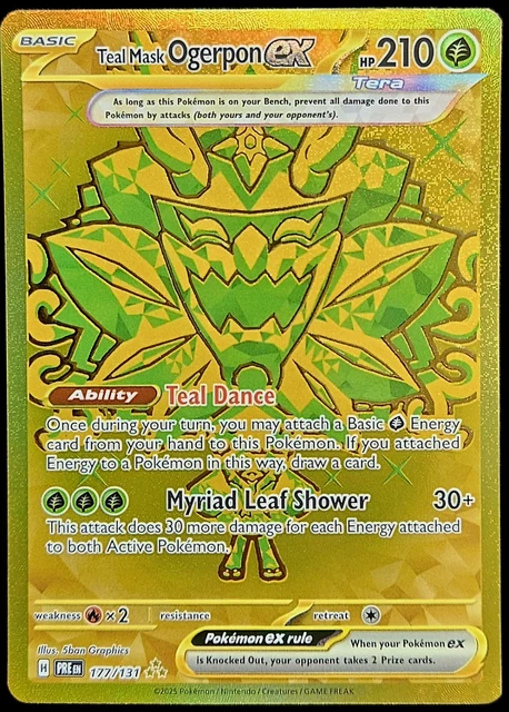 TEAL MASK OGERPON EX 2025 Pokémon TCG PRISMATIC EVOLUTIONS Hyper Rare ...