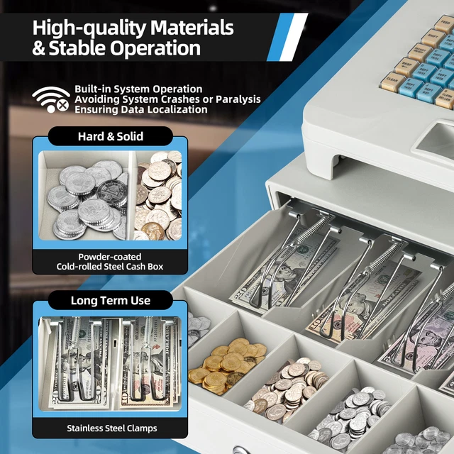 48 KEYS ELECTRONIC POS System Cash Register 8 Digital Retail/Restaurant ...