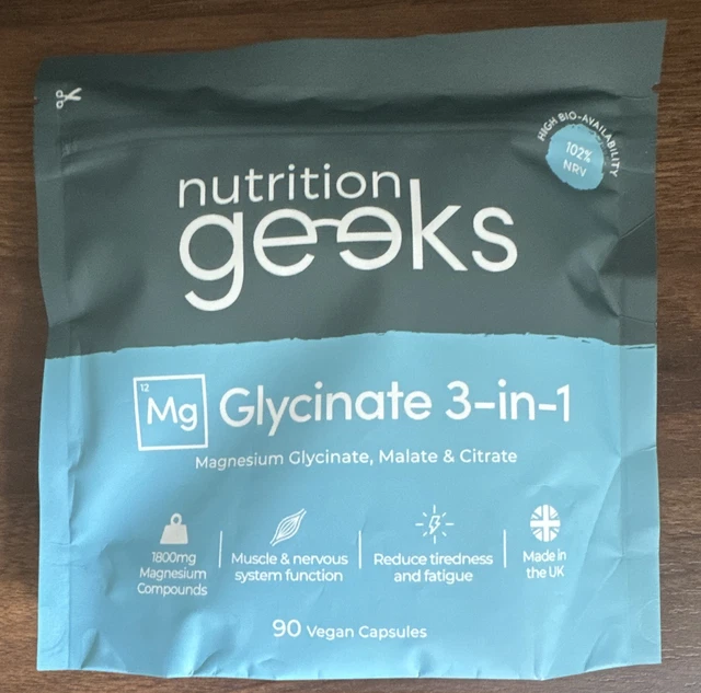 NUTRITION GEEKS MAGNESIUM Glycinate 3-in-1 (Malate & Citrate) 90 Vegan ...