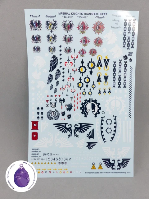 WARHAMMER 40K, TRANSFER Decal, Decalco, Waterslide, Chevalier, Knight ...