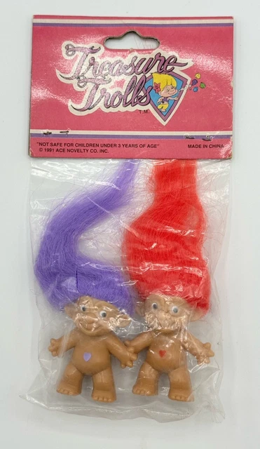 RARE 1991 VINTAGE 2" Treasure Trolls Orange And Purple Hair by ACE ...