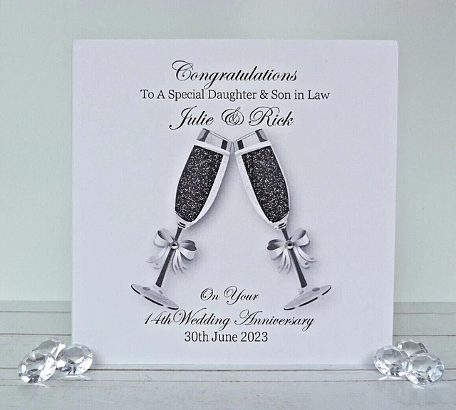 PERSONALISED WEDDING ANNIVERSARY Card Champagne Flutes Brother Daughter ... PERSONALISED WEDDING ANNIVERSARY Card Champagne Flutes Brother Daughter ...