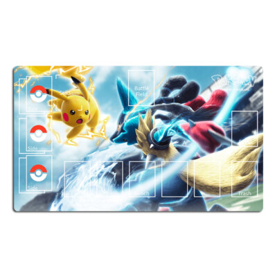 POKEMON MEGA LUCARIO VS Pikachu Playmat PTCG Mat Trading Card Game Mat Mouse Pad £23.98 ...