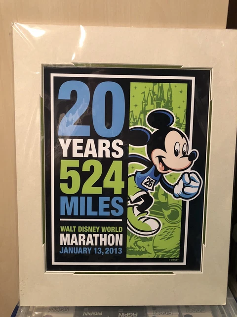WALT DISNEY WORLD Mickey Run Disney 20 Years Mounted Art Work New Rrp ...