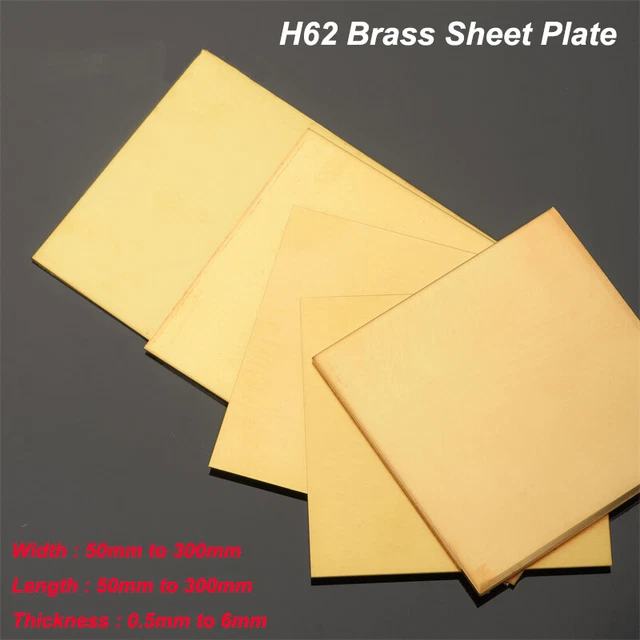 BRASS SHEET PLATE DIY H62 Metal Copper Thin Board Block Thickness 0.5mm ...