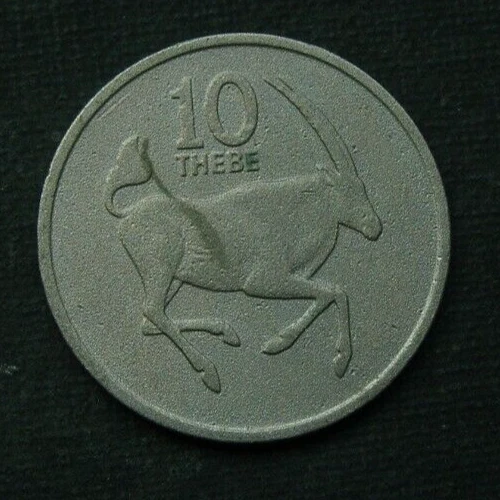 BOTSWANA 10 THEBE 1980 Tier Gazelle Springbock Spießbock Antilope ...