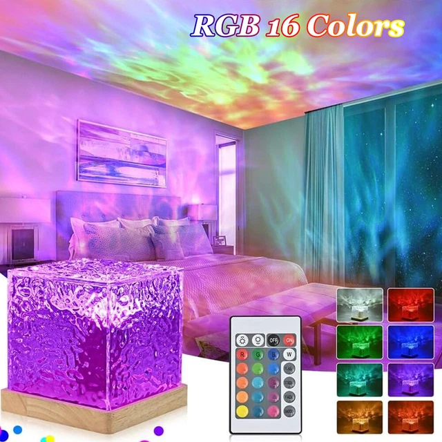 CUBE NORTHERN PROJECTOR Light Dynamic Water Wave Night Lights 16 Colors ...