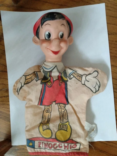 VINTAGE GUND PINOCCHIO HAND PUPPET WALT DISNEY 1950'S Red Hat WDP £16. ...